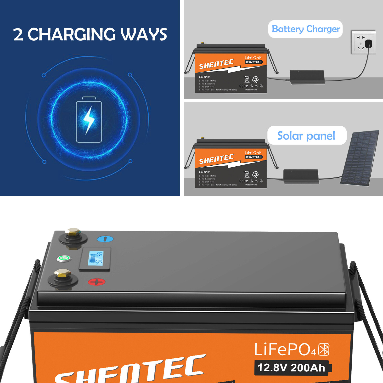 LiFePO4 Battery 12.8V 100AH 150AH 200AH Lithium Battery Emergency Power ...