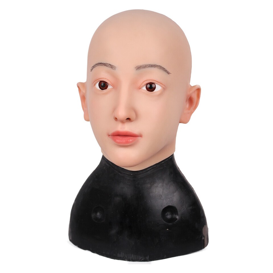 Realistic Silicone Female Face Mask Crossdresser Head Mask For women ...