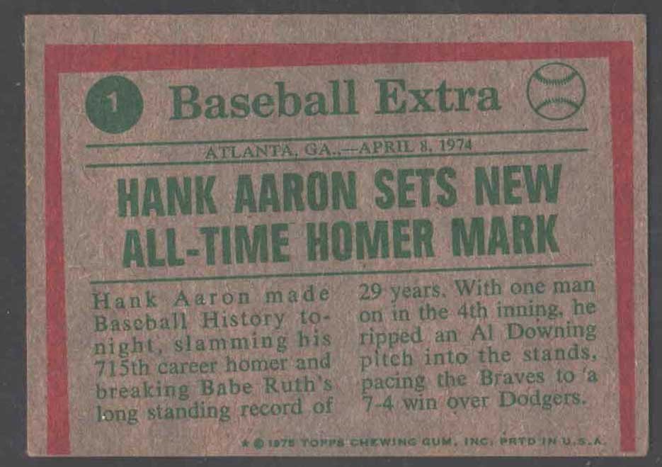 1975 Topps #1 Aaron Sets Homer Mark Vg | eBay