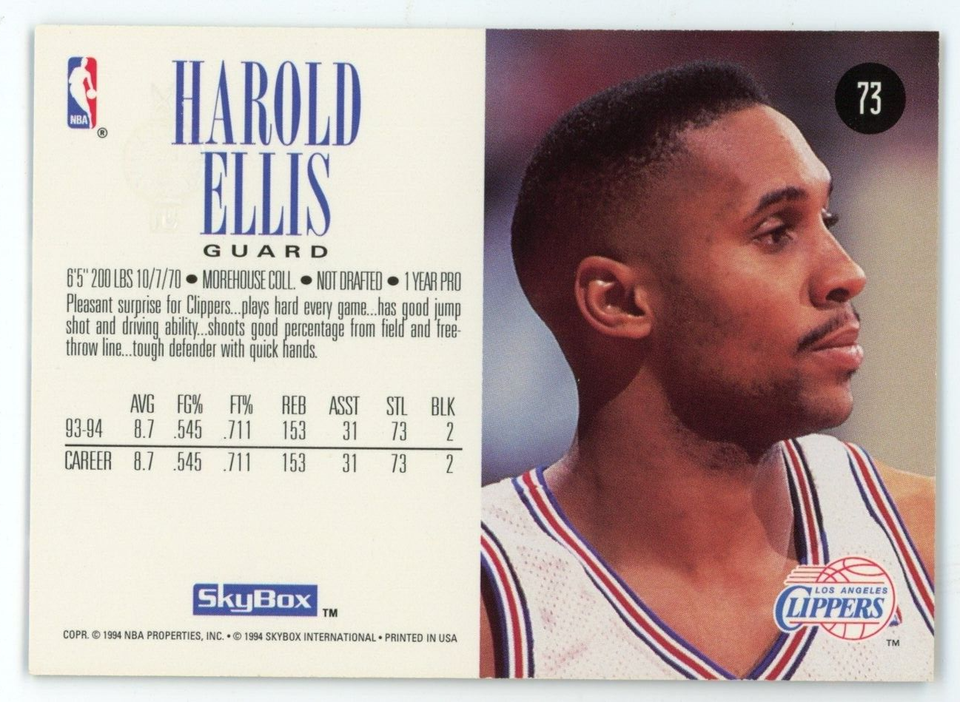 1994-95 Skybox Harold Ellis #73 | eBay