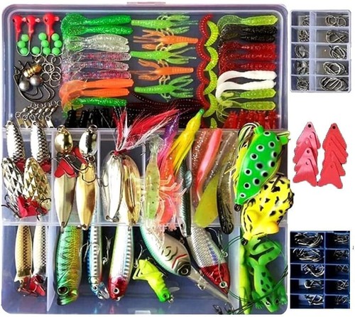 275 PCS Set Fishing Tackle Box Full loaded Accessories Hooks Lures ...