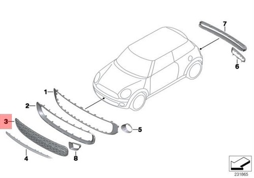 Genuine BMW R55 R56 R57 Front Bumper Center Lower Chrome Grille OEM ...