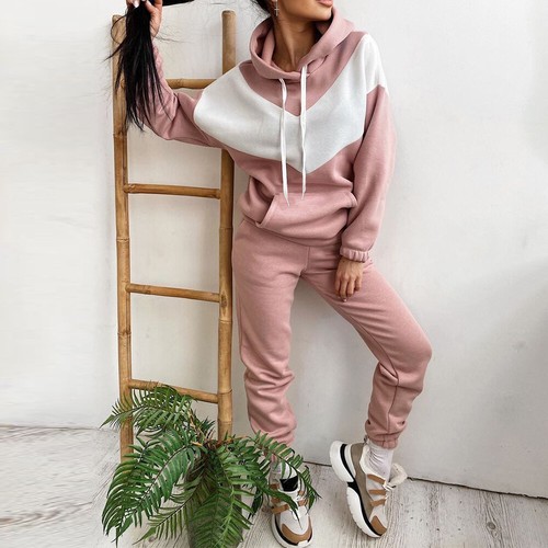 Women's Hooded Sweatshirt Pants Set Casual Loose Tracksuit Autumn ...