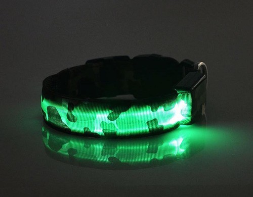 RECHARGEABLE LED PET GLOW COLLAR dog cat safety neck harness flash ...