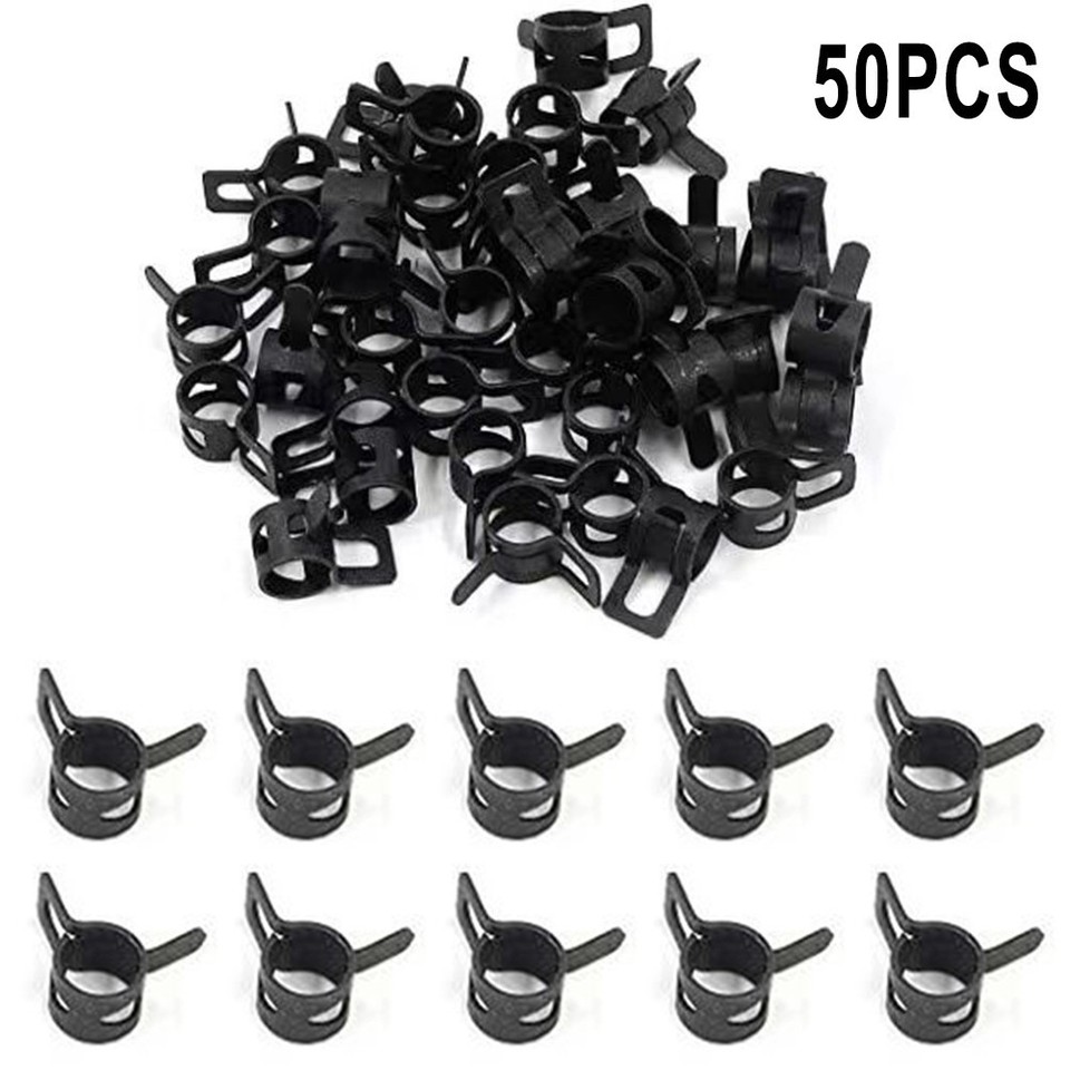 50PCS Black Spring Hose Clips/Clamps Fuel Air Gas Water Pipe,Self ...
