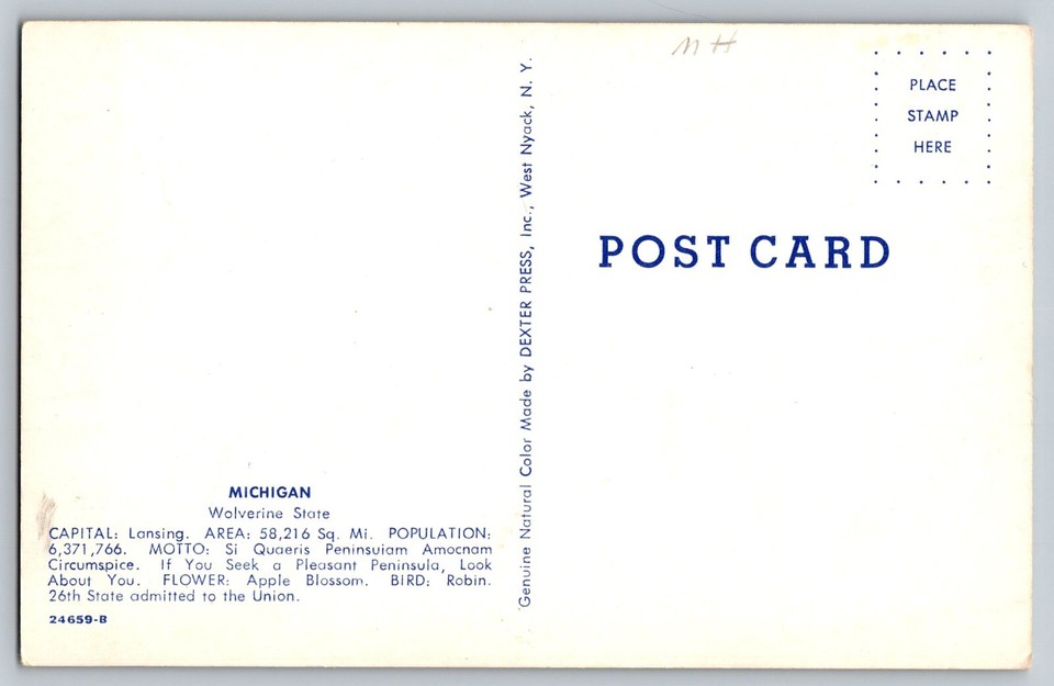 Postcard Greetings from Michigan Map Unposted Chrome | eBay