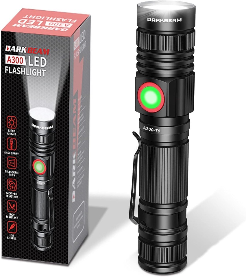Super Bright LED Tactical Flashlight Zoomable Rechargeable USB ...