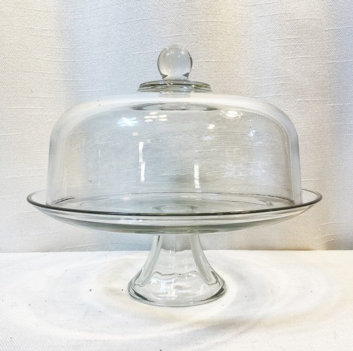 Classic Round Glass Cake Stand Plate with Dome Lid Pedestal Centerpiece ...
