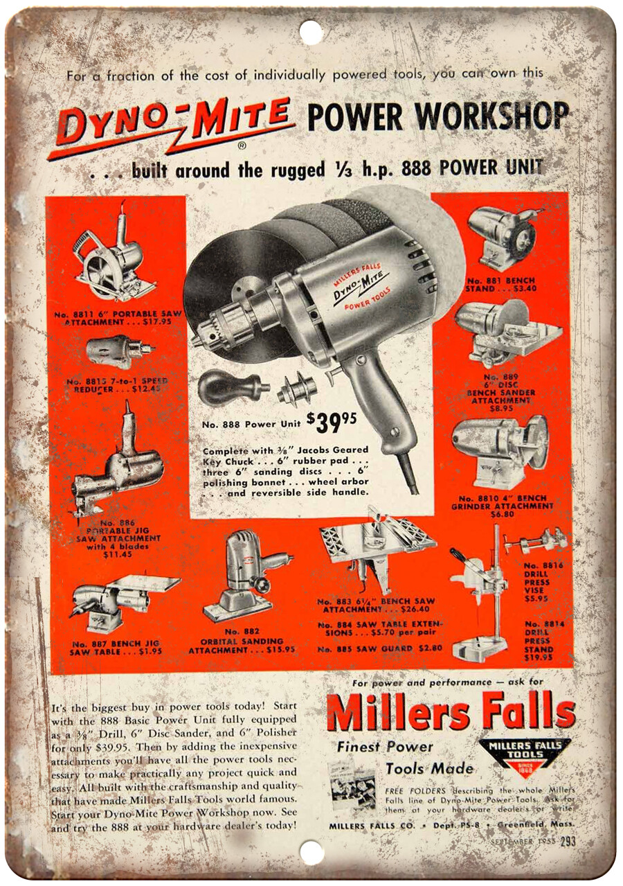 Millers Falls Millers Falls Tools Ad 12" x 9" Reproduction Metal Sign ...