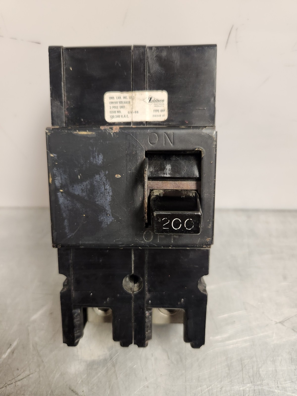 Zinsco main breaker type QFP TBFP. 2-pole; 200A USED | eBay