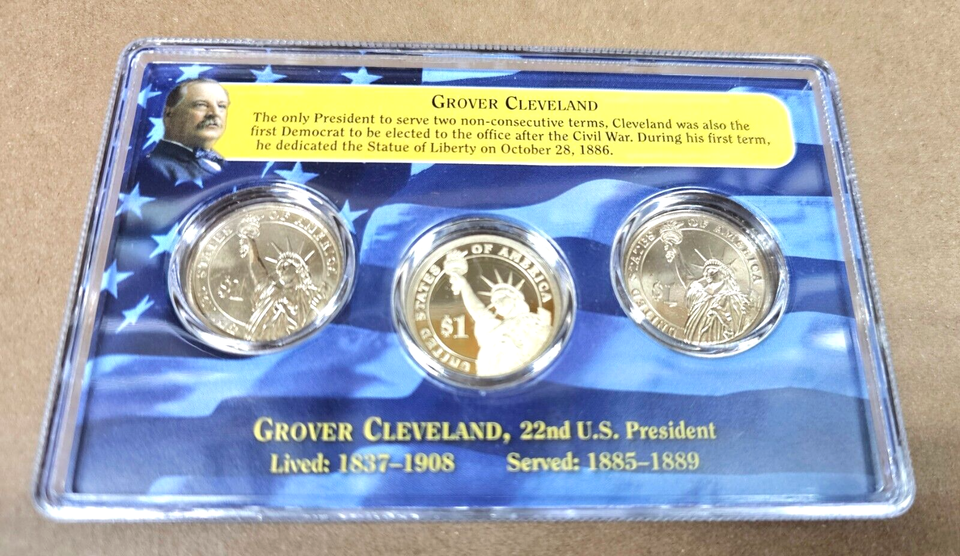 Grover Cleveland Proof and Uncirculated Three Presidential Coin Set ...