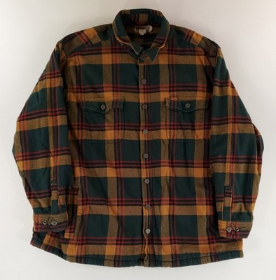 Duluth Trading Insulated Snap Shirt Jacket Plaid Green Brown Red Mens ...