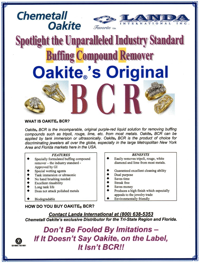 BCR ORIGINAL ULTRASONIC CLEANING SOAP LIQUID COMPOUND REMOVER OAKITE 1 ...