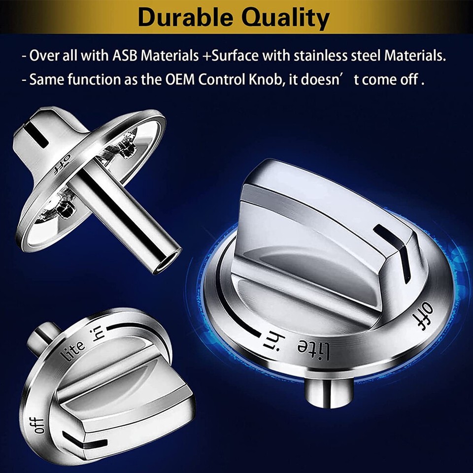 2PC Control Knob Stainless Steel Color Compatible with Frigidaire ...