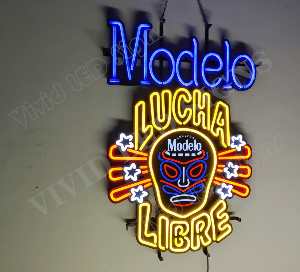 Cerveza Modelo Lucha Libre Beer 30" Vivid LED Neon Sign Light Lamp With ...