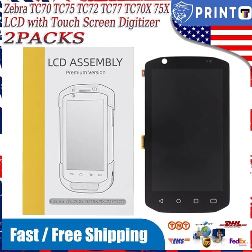 2PCS LCD with Touch Screen Digitizer For Zebra TC70 TC75 TC72 TC70X 75X ...