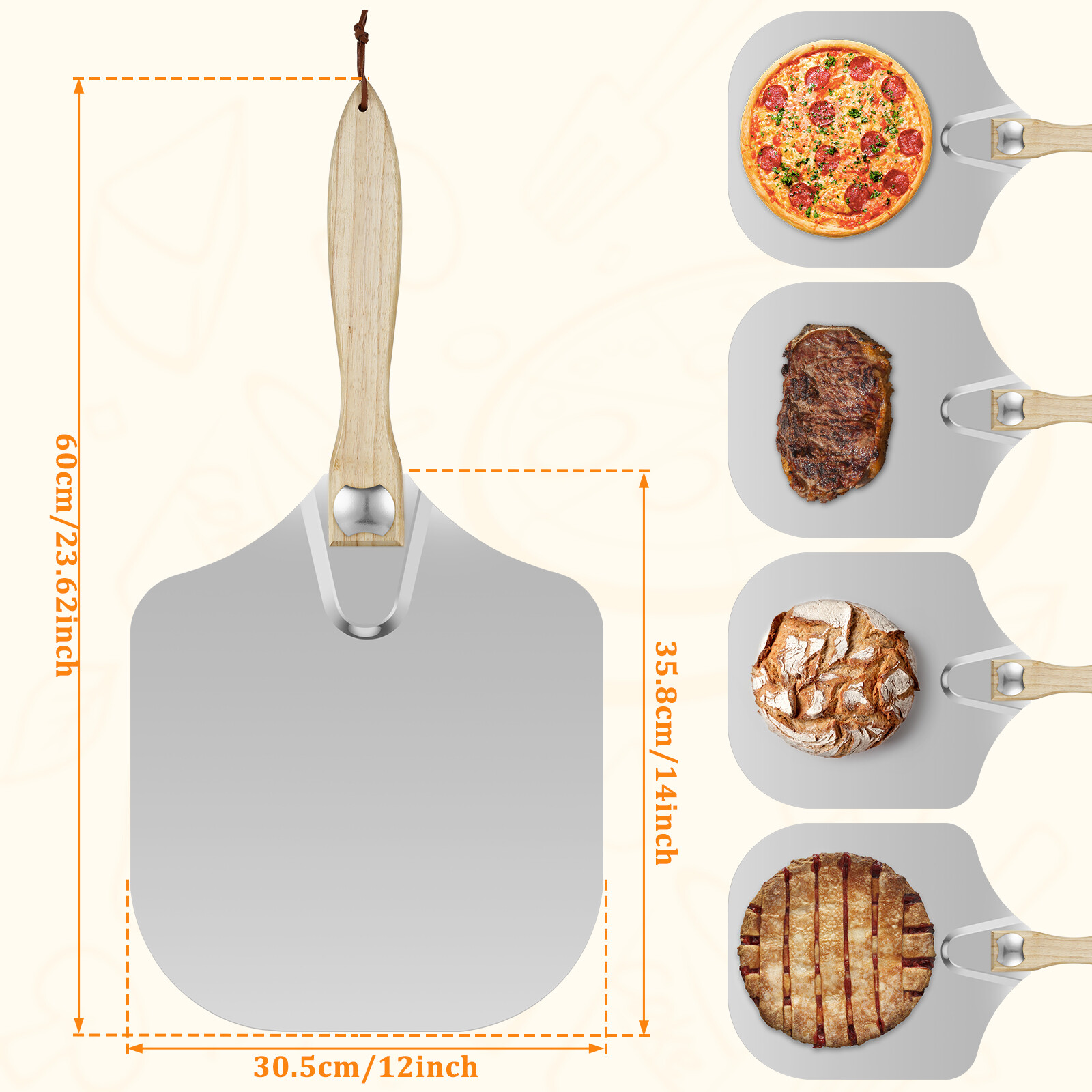 Aluminum Pizza Peel Rectangular Pizza Spatula Paddle with Folding ...