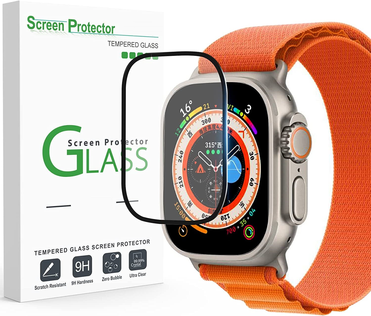 For Apple Watch Ultra 2 & 3 49mm Tempered Glass Screen Protector Watch ...