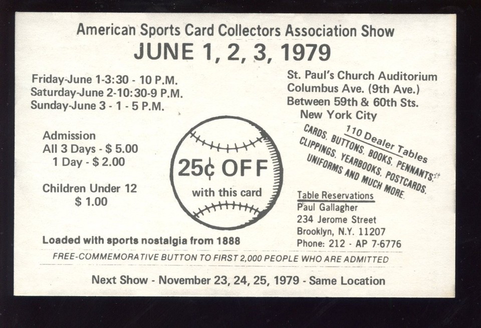 June 1979 ASCCAS Basebal Card Show Ad Card Jackie Robinson Brooklyn ...