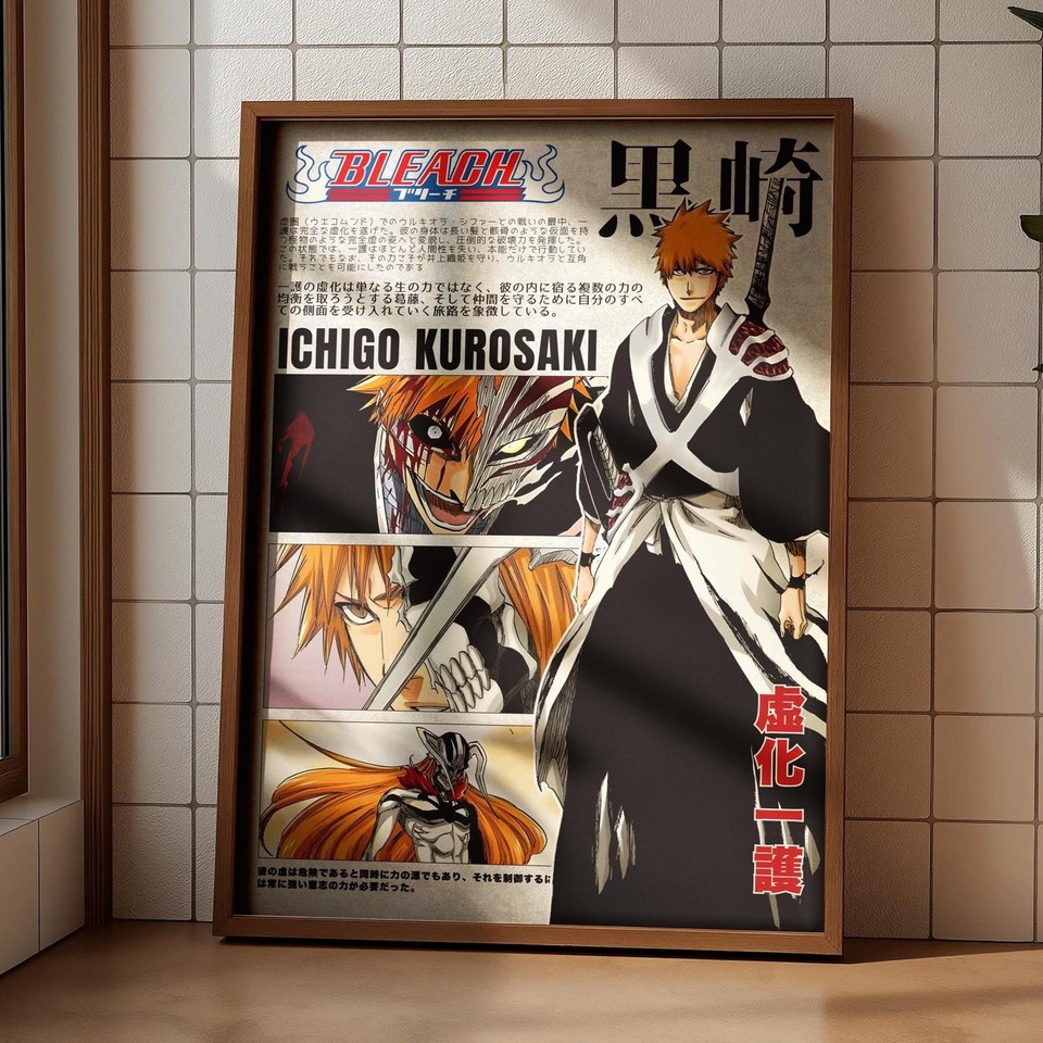 Bleach Poster – Ichigo Kurosaki Anime Wall Art Print for Home or Room ...