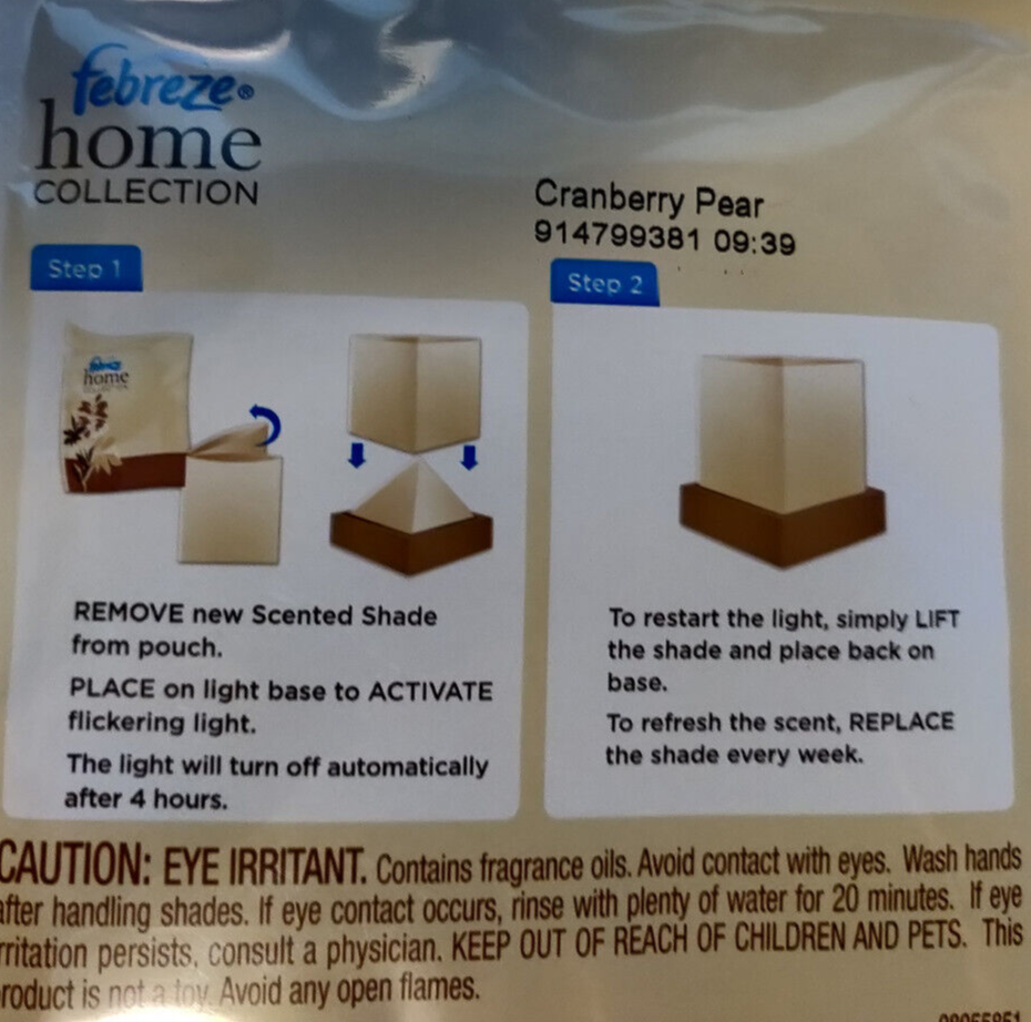 1 Febreze Home Collection Flameless Luminary Shade Refill Cranberry ...