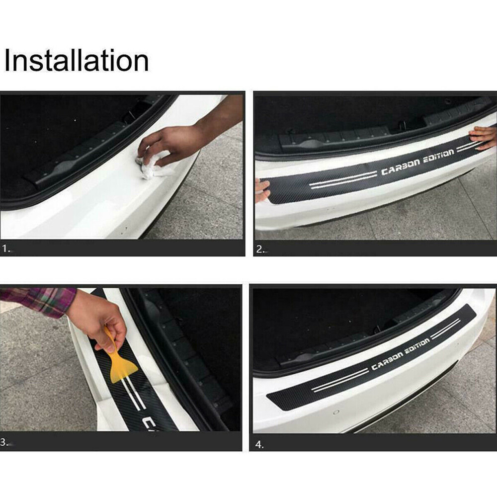 Car Rear Bumper Protector Guard Trim Cover Sill 4D Carbon Fiber Protect ...