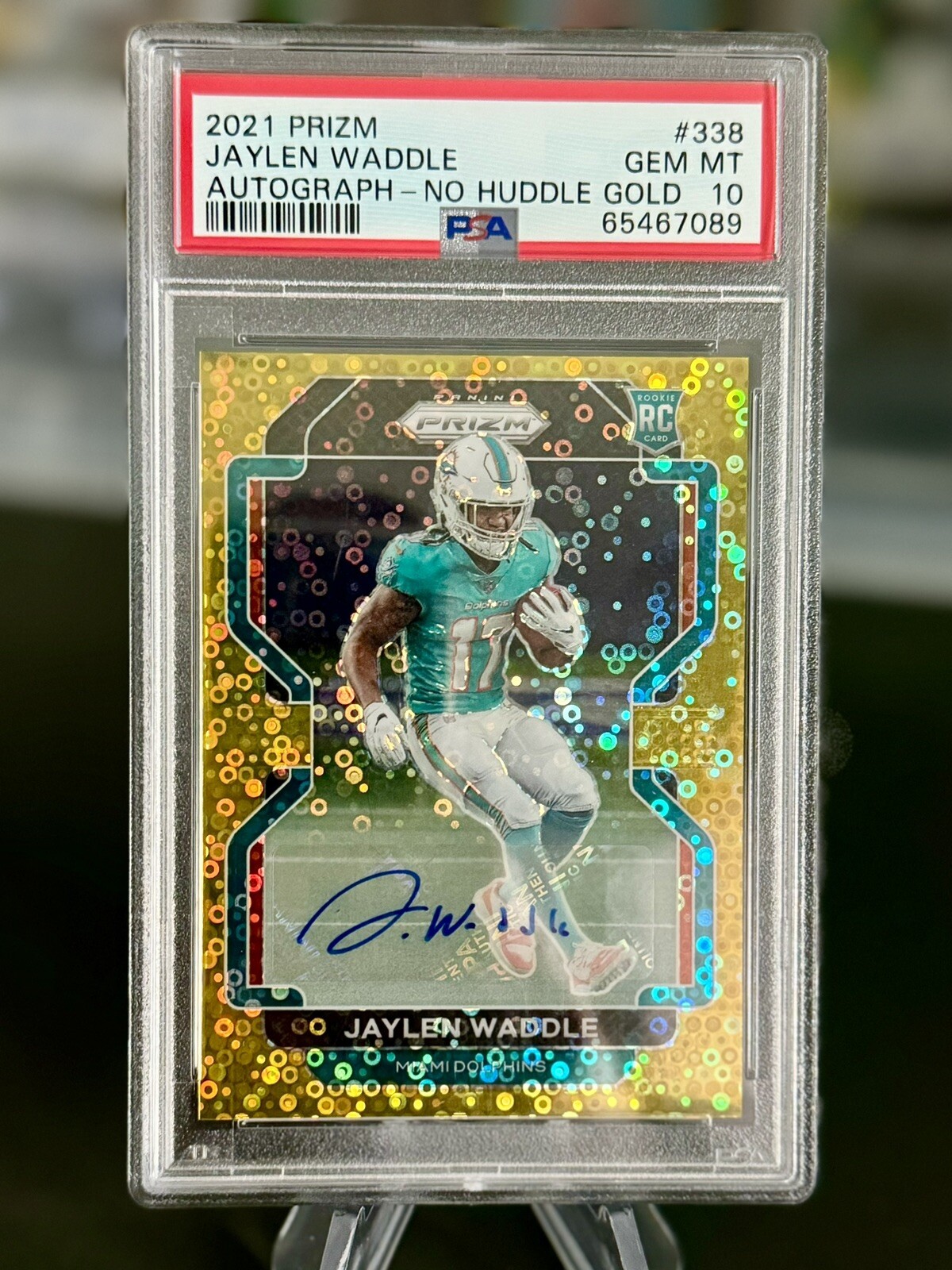 2021 PANINI PRIZM #338 JAYLEN WADDLE AUTO GOLD NO HUDDLE ROOKIE PSA 10 ...