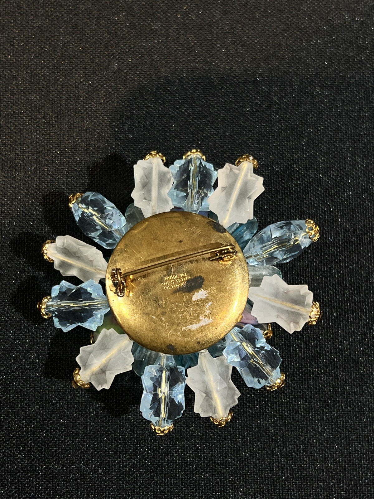vintage signed rare west germany art glass brooch - Gem