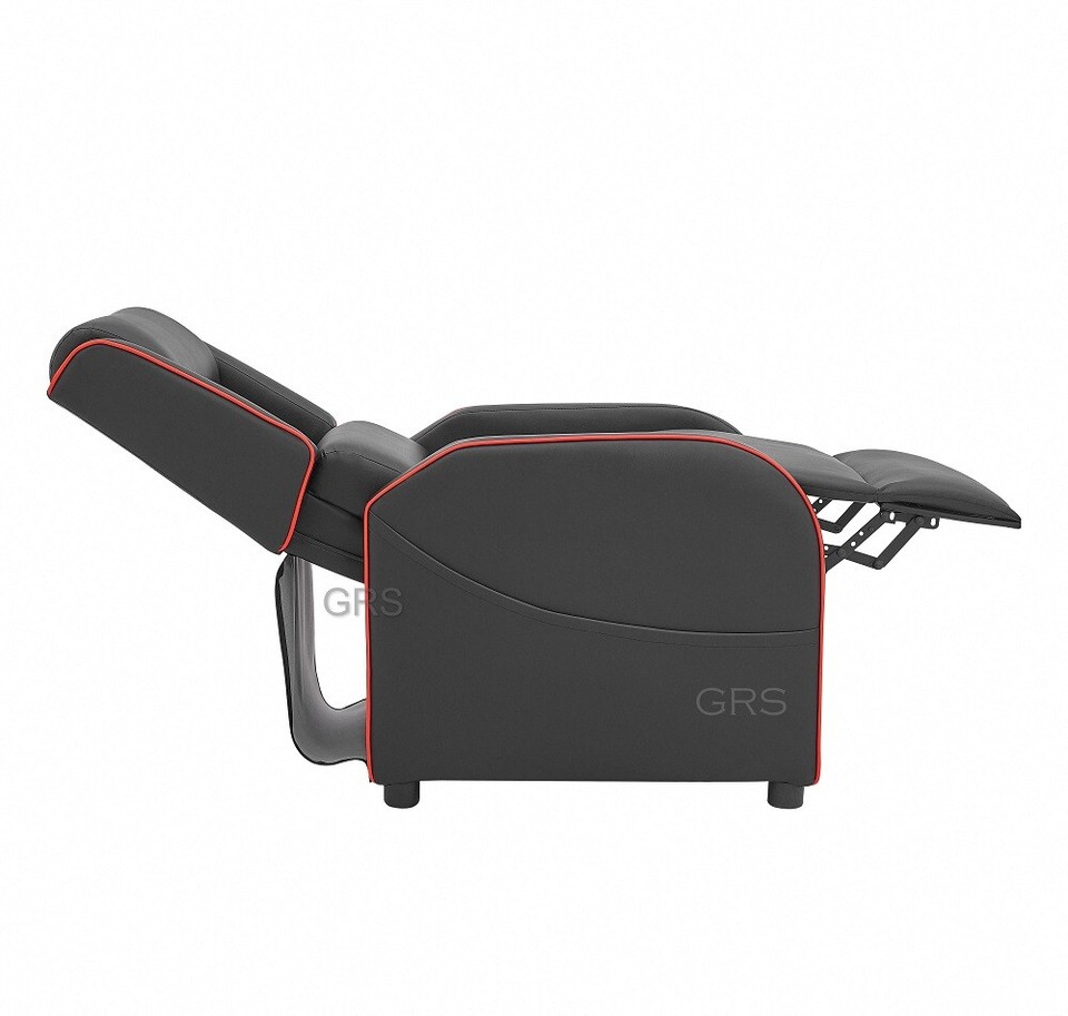 Gaming Recliner Chair Cinema Armchair PU Leather Manual Recline Single ...