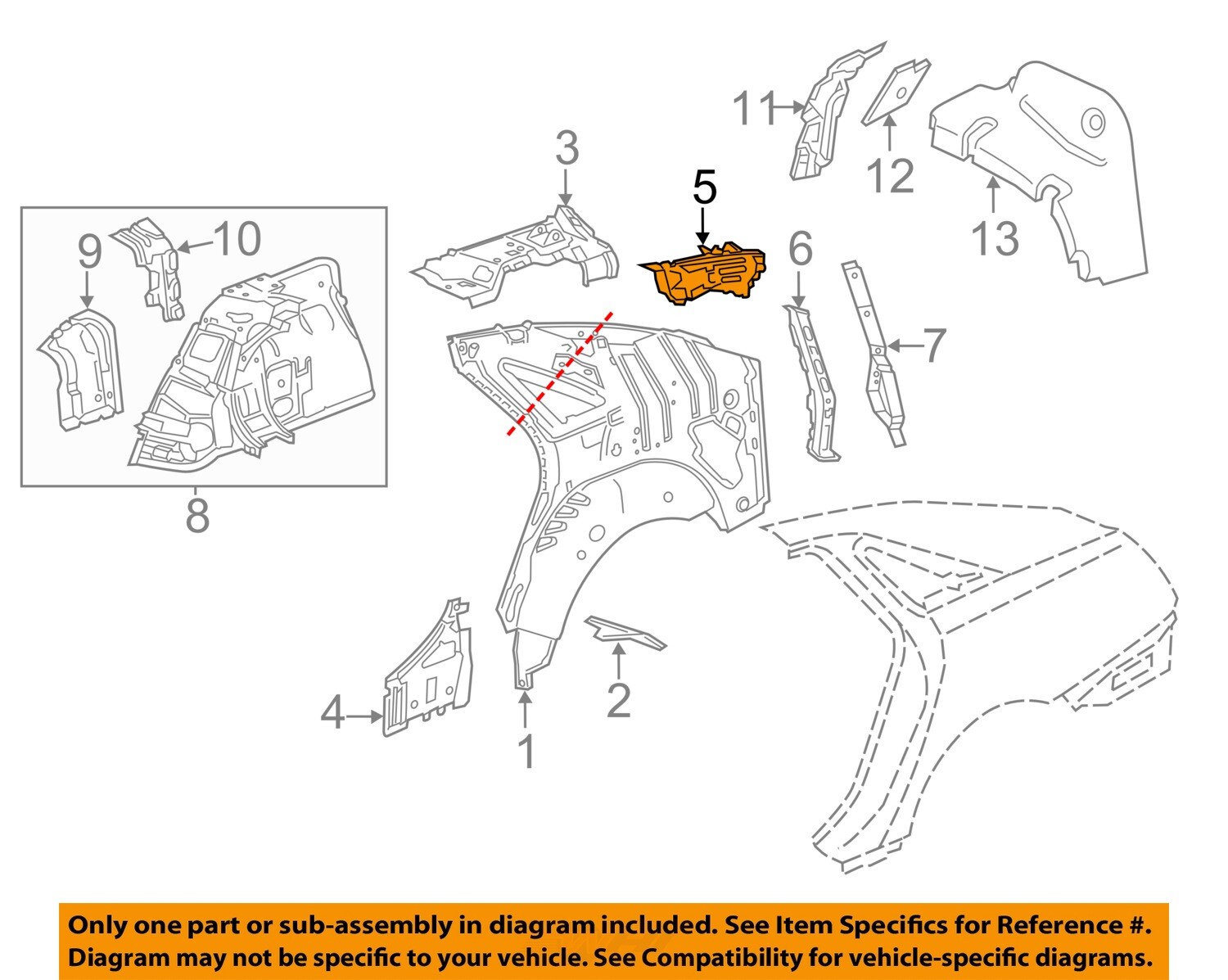 GM OEM 13-19 XTS Quarter Panel Inner Structure-Upper Reinf 20864222 | eBay