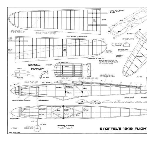 1949 Flight Cup Model Rubber Power 46" Model Airplane Printed Plans ...