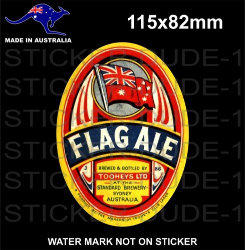 WW11 ERA TOOHEYS FLAG ALE BEER STICKER LABEL NEW OLD VB MELBOURNE ...