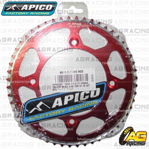Apico Evolite Red Rear Sprocket 52T 420 For Honda CR 85R 2002 Motocross ...