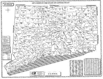 Connecticut Laminated Zip Code Wall Map | eBay