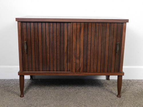 1960s VINTAGE MID-CENTURY MODERN RECORD PLAYER & ALBUM WOOD STAND MCM ...
