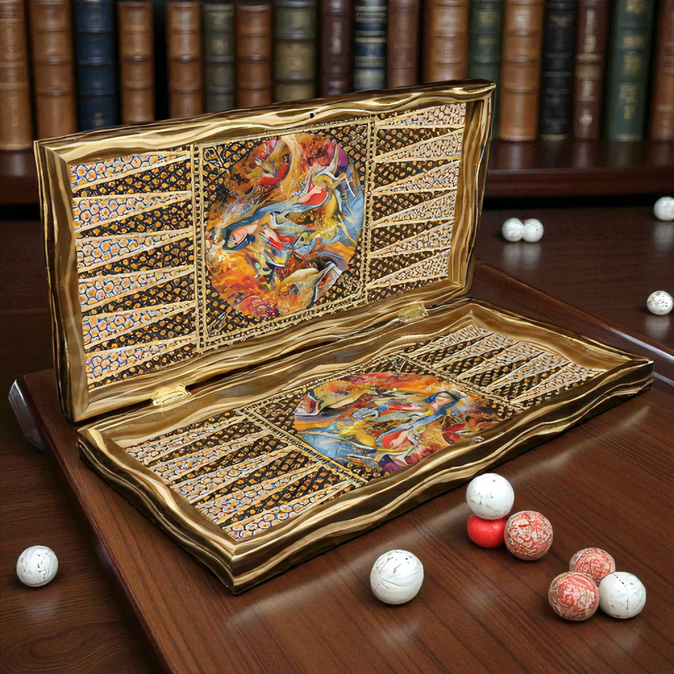 Backgammon Set Handmade Khatam Persian Inlay Wooden Board 19.6 ...