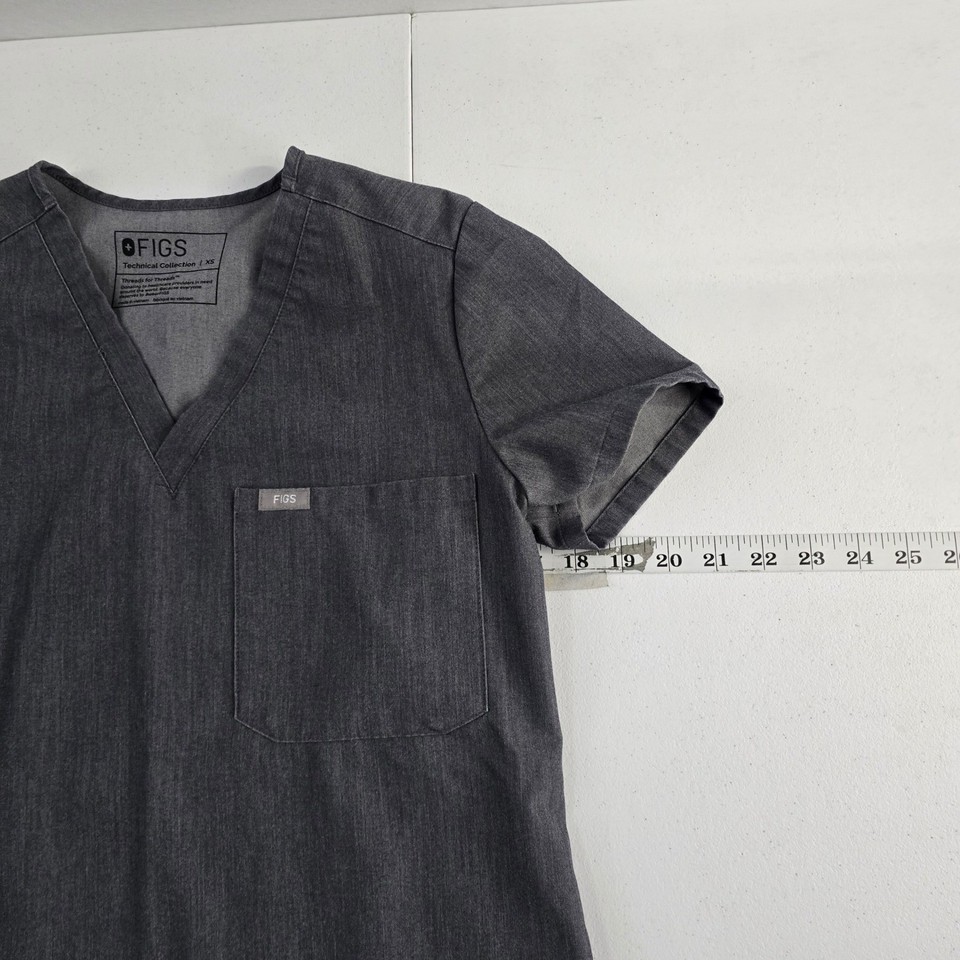 FIGS Technical Collection XS Gray Scrub Top Medical Uniform V-Neck | eBay