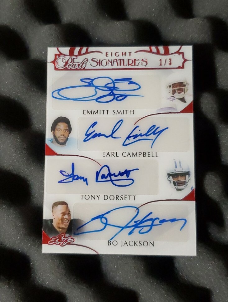 Emmitt Smith auto Bo Jackson autograph #1/3 Pearl HOFs 8 Signatures ...
