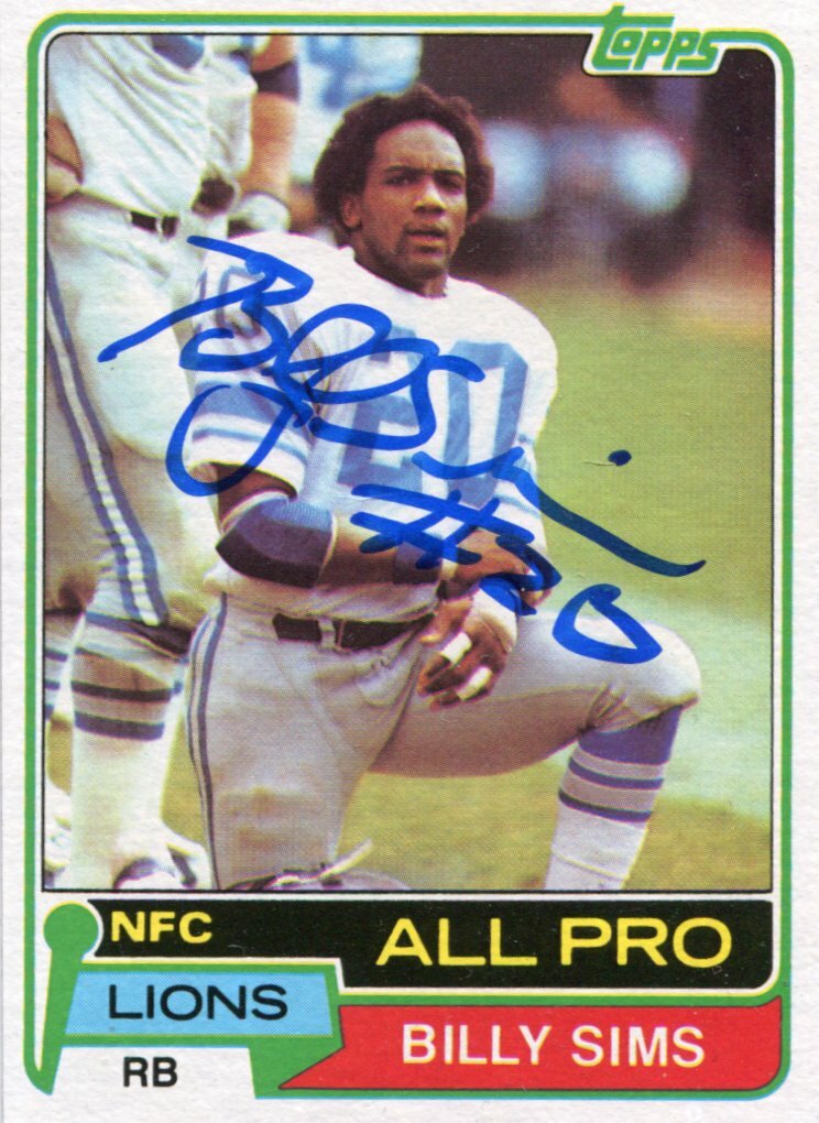 1981 Topps - BILLY SIMS - Hand Signed Autograph Rookie Card - LIONS ...