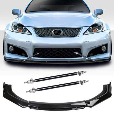 Car Front Bumper Lip Spoiler Splitter &Strut Rods For LEXUS IS200 IS250 ...