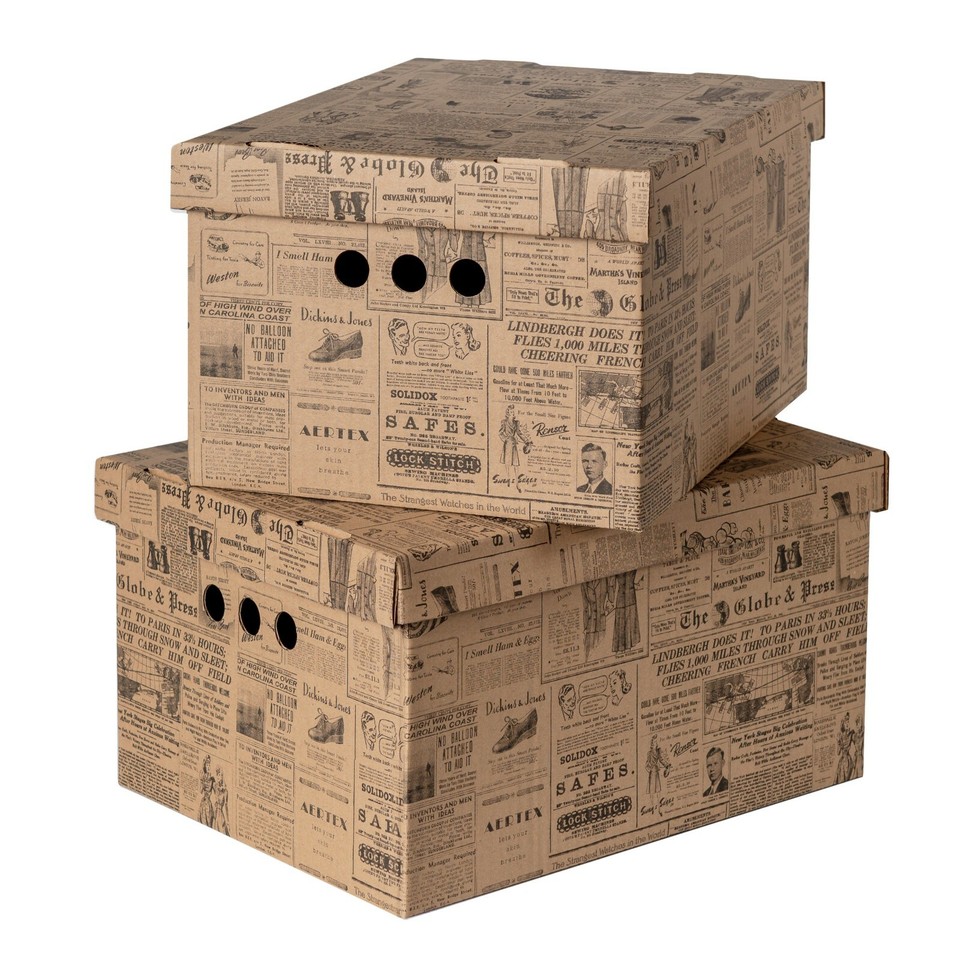 STYLISH 2pc Decorative Storage BOXES with Lid ARCHIVE A4 Box Cardboard ...