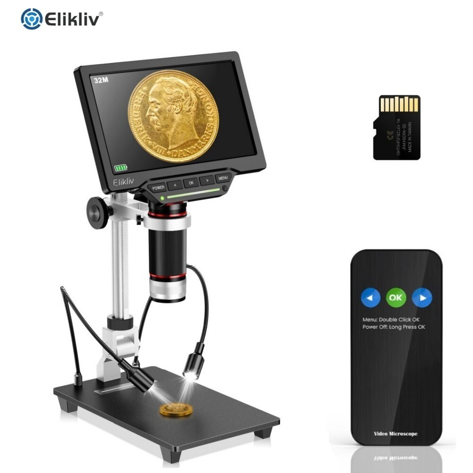 Elikliv Digital Microscope with Screen HD Camera for PCB Soldering ...