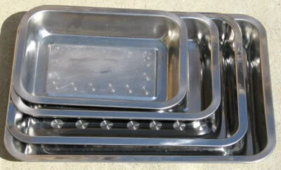 Set of 4 Stainless Steel Trays Medical Dental Lab Instrument Baking ...
