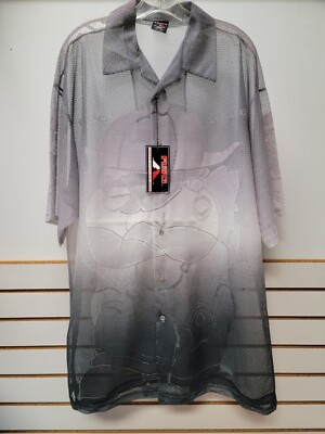 Vintage ARCTIC Shortee Collection XL Gray Button Up Mesh Shirt Hip Hop ...