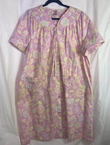 Classic Elements Nightgown Floral Short Sleeve Cotton House Dress 1X | eBay