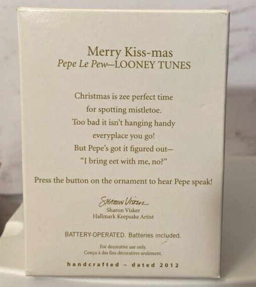 2012 Hallmark *Merry Kiss-mas* Looney Tunes Pepe Le-Pew ~Magic~ Pepe ...