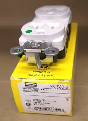 Hubbell HBL8300HW Duplex Receptacle 125V 20A 5-20R Hospital Grade White ...
