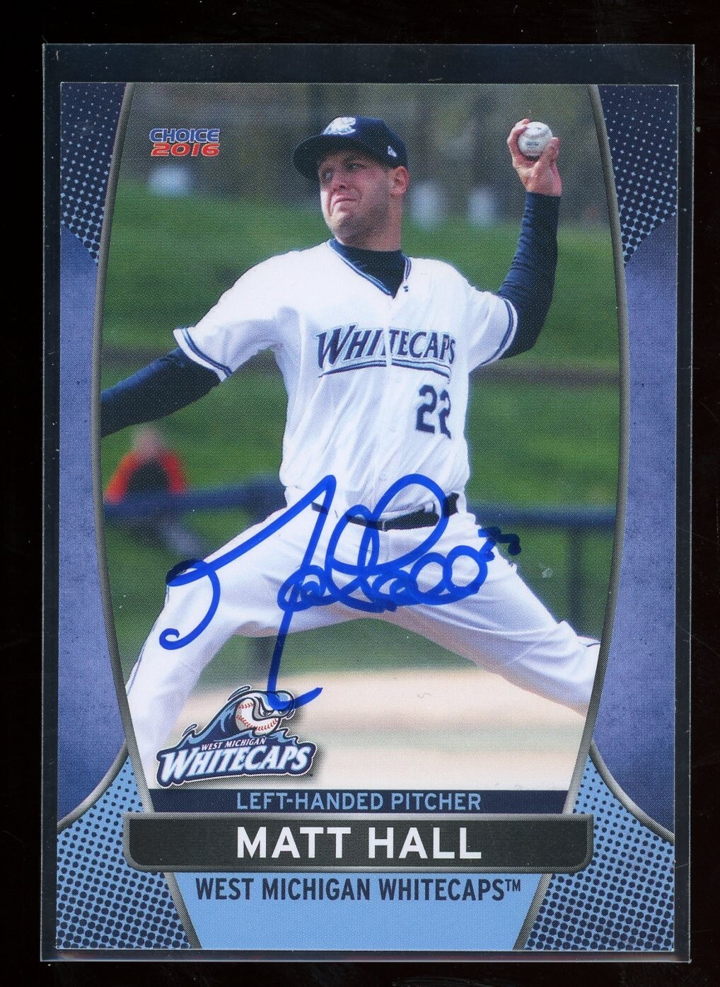 West Michigan White Caps MATT HALL Signed Card autograph auto tigers ...