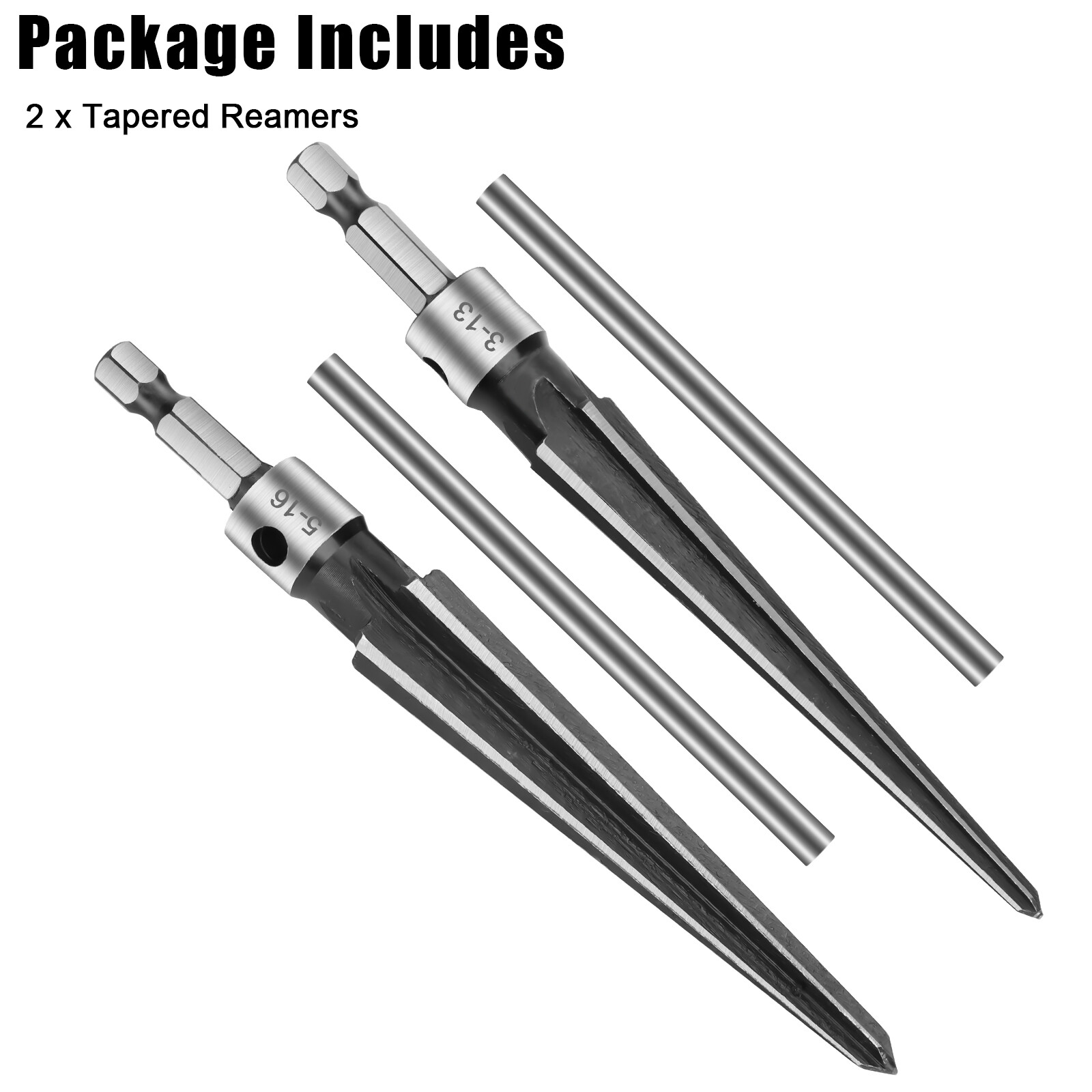2Pcs T Handle Taper Reamer Tool Set 6 Fluted Chamfer Reaming 1/4 Inch ...