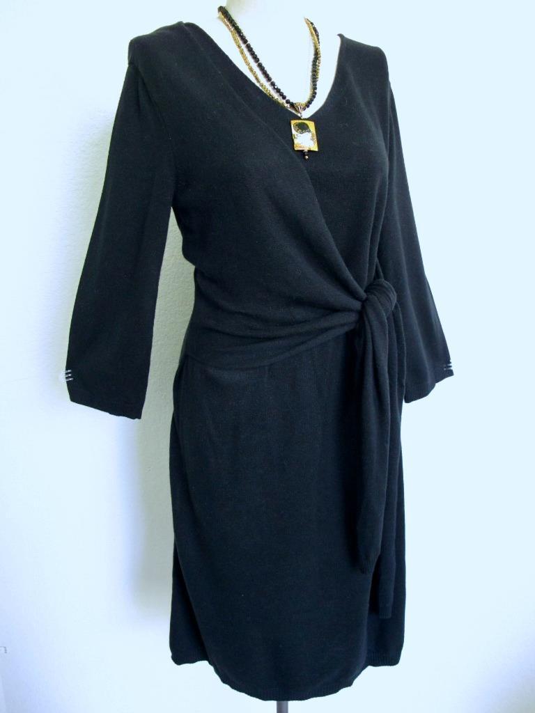 Peruvian Connection Back Bay Wrap Dress S Black Pima … - Gem